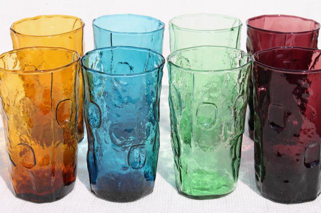 MCM vintage Decatur crinkle glass tumblers, set of drinking glasses in ...