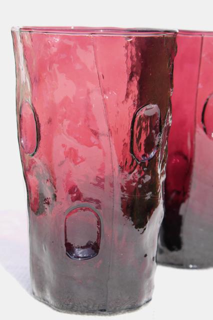 MCM vintage Decatur crinkle glass tumblers, set of drinking glasses in ...