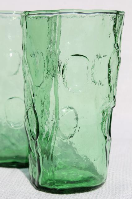 MCM vintage Decatur crinkle glass tumblers, set of drinking glasses in ...