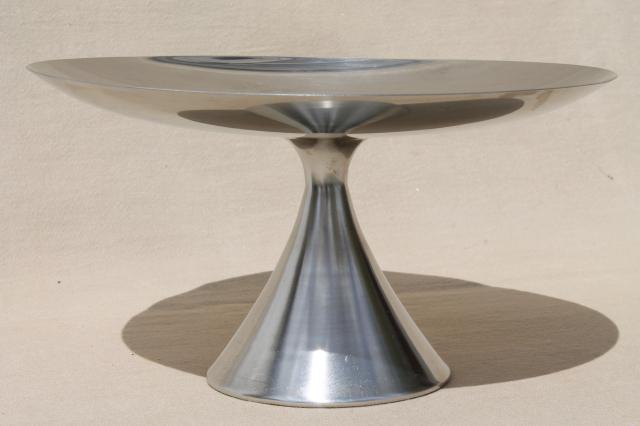 retro mod vintage Danish modern style stainless steel pedestal plate or ...
