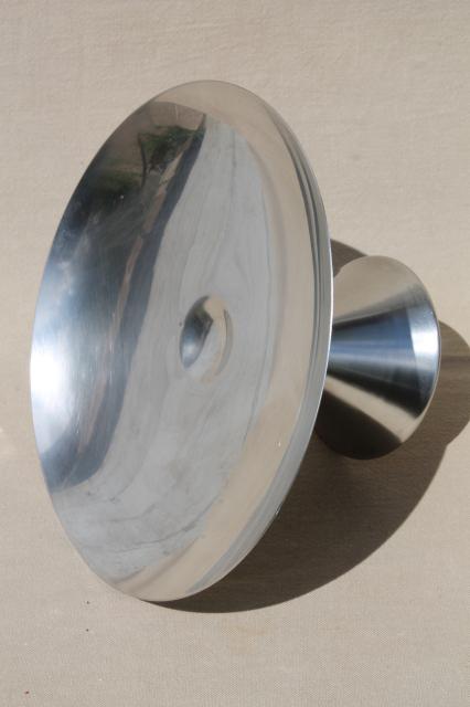 retro mod vintage Danish modern style stainless steel pedestal plate or ...