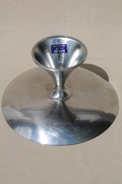 retro mod vintage Danish modern style stainless steel pedestal plate or ...